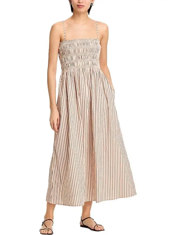 PISTOLA Bianca Poplin Midi Dress - Tiramisu Stripe