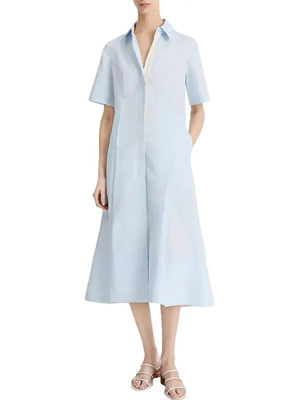 Vince Short Sleeve Poplin Shirt Dress - Sky Mist
