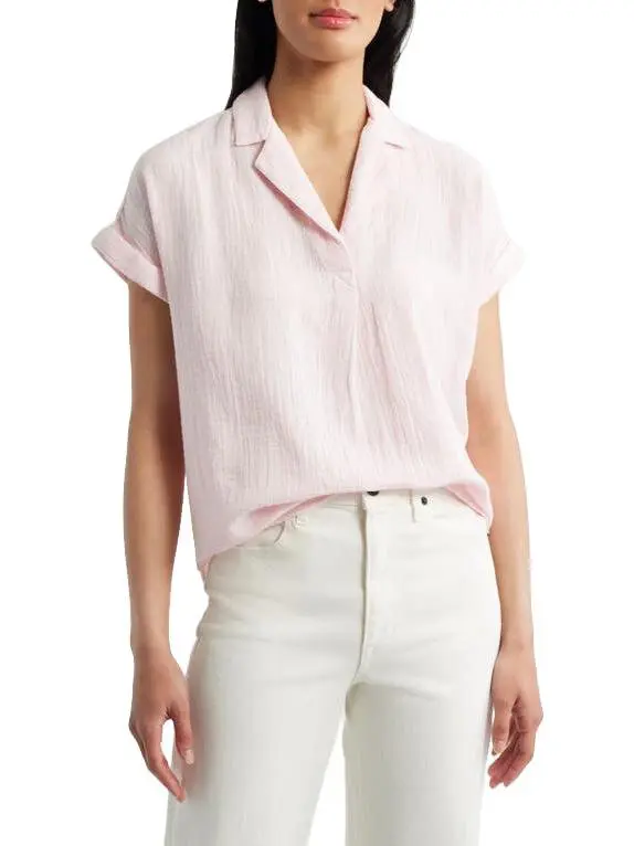 BEACHLUNCHLOUNGE London Cotton Gauze Popover Top - Pale Pink