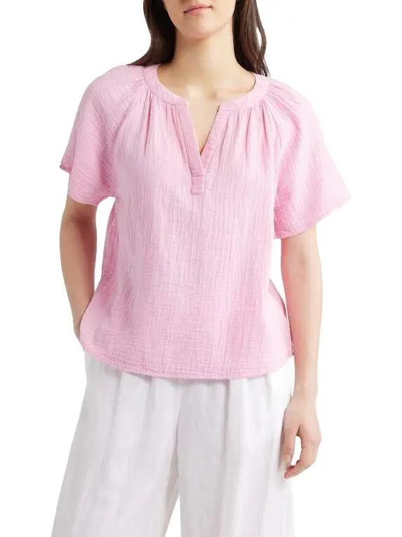 BEACHLUNCHLOUNGE Adie Cotton Gauze Popover Top - Wild Rose Wash