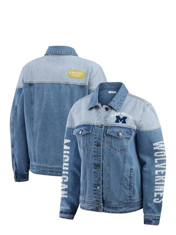 WEAR BY ERIN ANDREWS Michigan Wolverines Colorblock Jacket - Denim