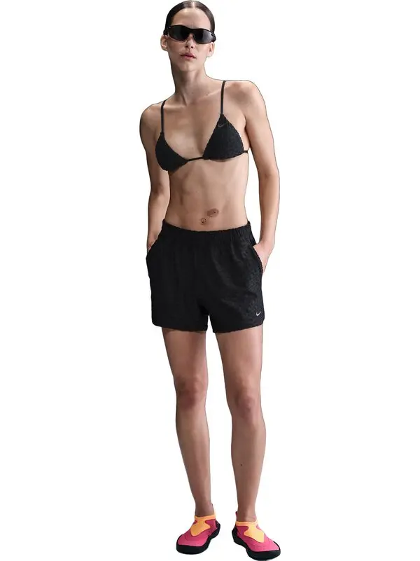 Nike Swim Swoosh Link Terry Cover-up Shorts - Black