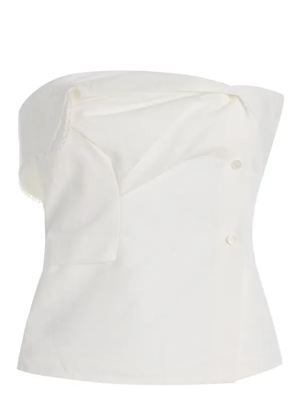 Miu Miu Cotton Poplin Bustier Top - White