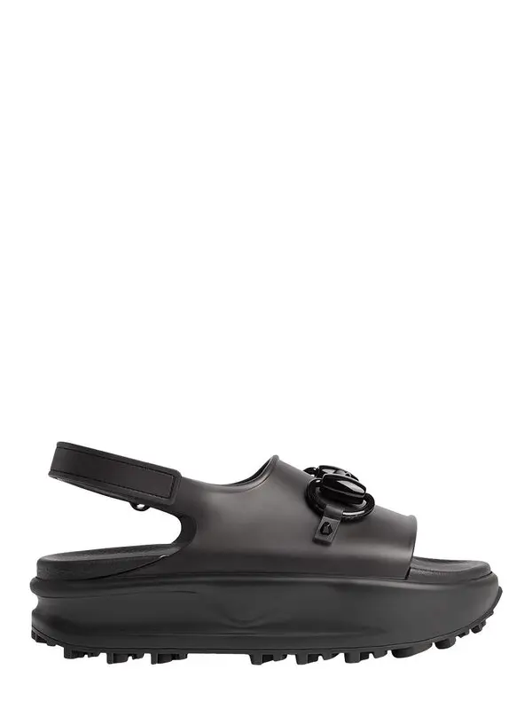Gucci Horsebit Flatform Sandal - Black