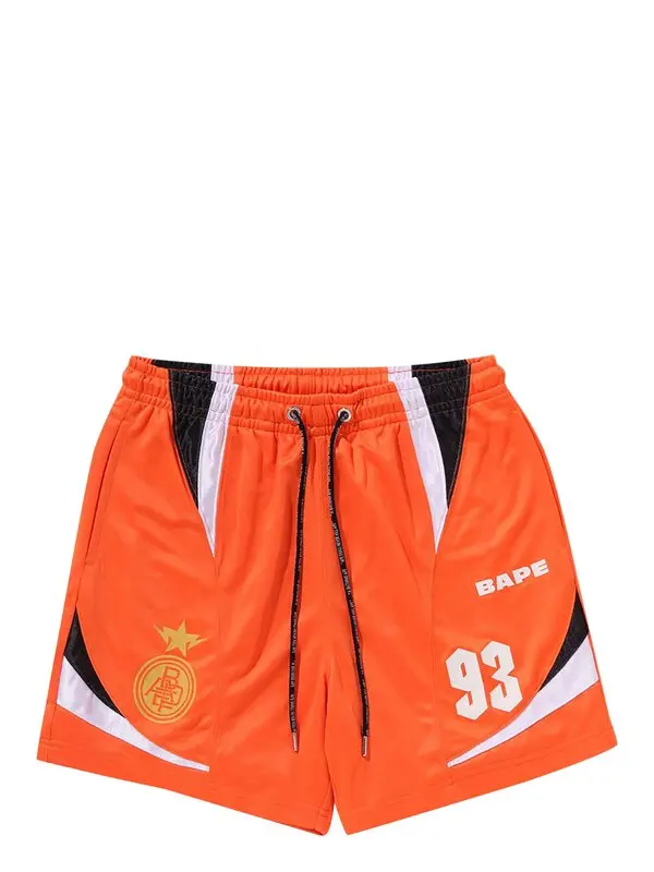 A BATHING APE Multi Logo Relaxed Fit Soccer Shorts - Orange