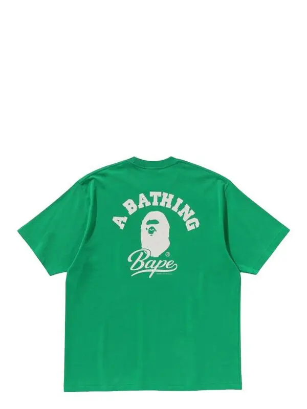 A BATHING APE Cursive College Logo Relaxed Fit Tee Shirt - Green