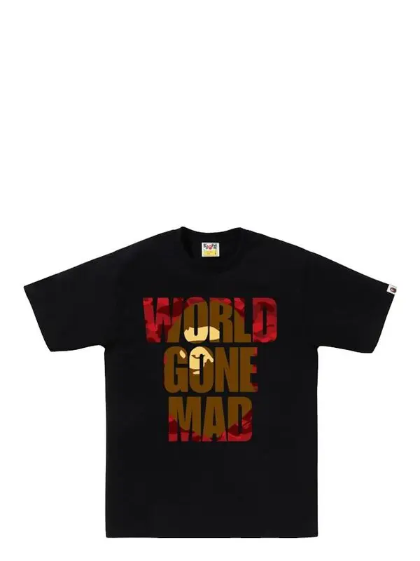 A BATHING APE Camo Wgm Ape Head Overlap Tee Shirt - Black