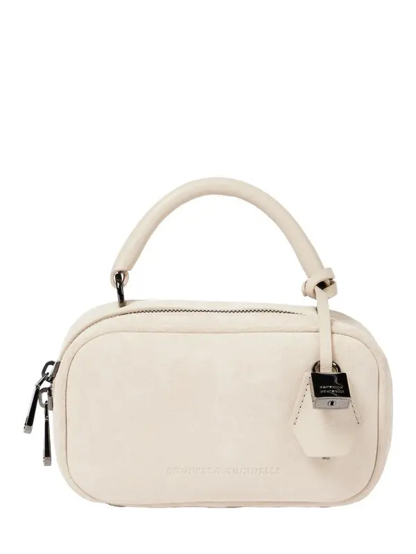 Brunello Cucinelli Mini Suede Tote - White