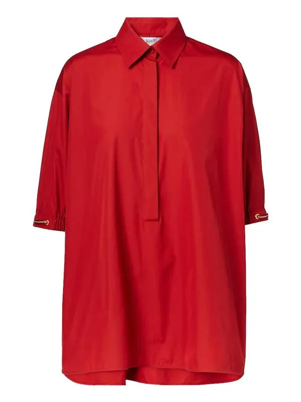 Max Mara Teano Cotton Poplin Shirt - Red