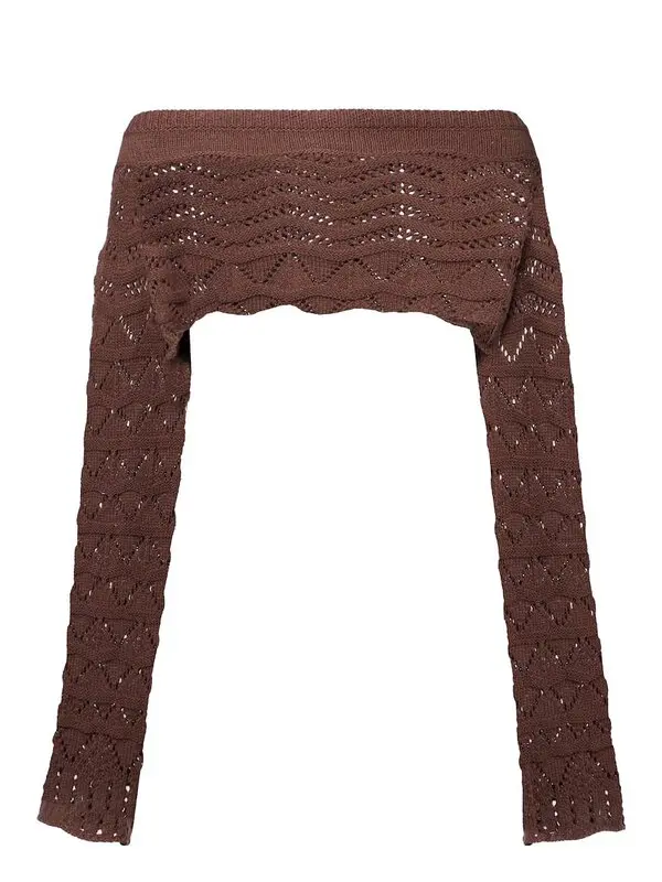 BANANHOT Helena Crochet Knit Crop Top - Brown