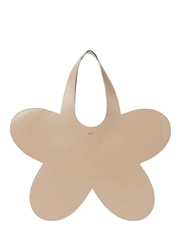 Coperni Flower Leather Tote Bag - Beige