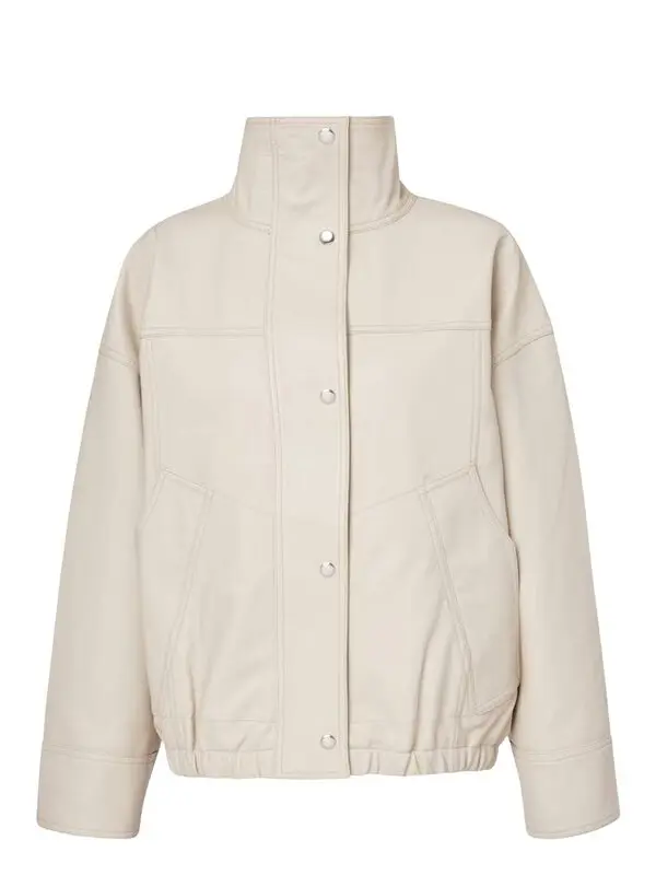 RÓHE Leather Bomber Jacket - White