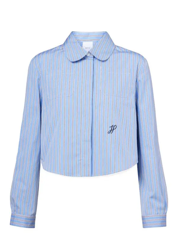 Patou Bengal Stripe Cropped Shirt - Blue