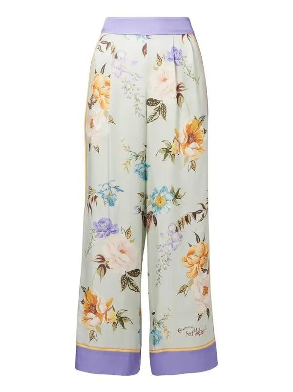 SELF-PORTRAIT Floral Twill Palazzo Pants - Multicoloured