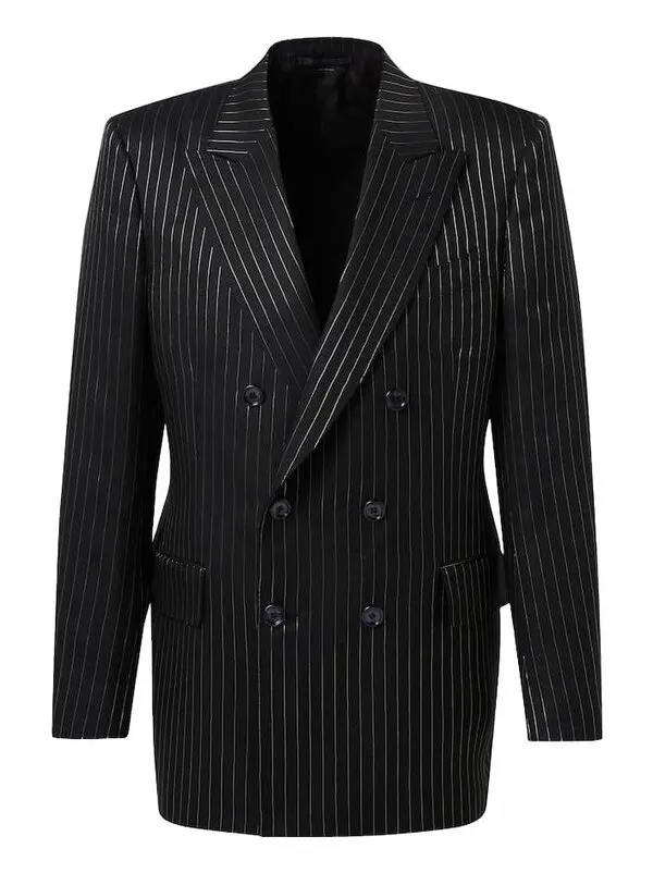 TOM FORD Striped Wool And Silk Lamé Blazer - Black