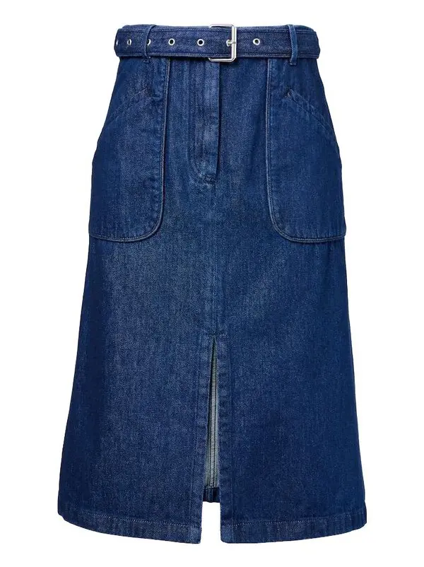 Dries Van Noten Denim Midi Skirt - Blue