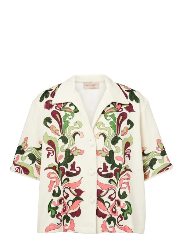 ADRIANA DEGREAS Inamorata Bowling Shirt - White