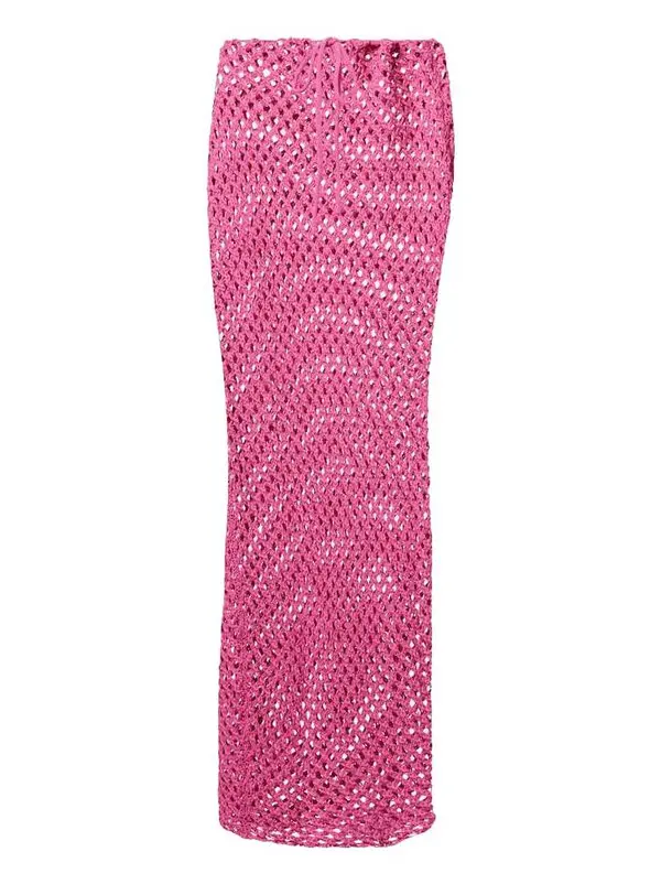 BANANHOT Magen Crochet Cotton-blend Maxi Skirt - Pink