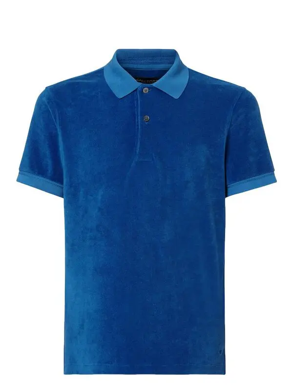 TOM FORD Cotton-blend Terry Polo Shirt - Blue