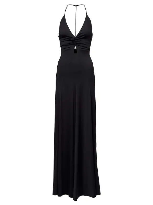 Victoria Beckham Gathered Jersey Gown - Black