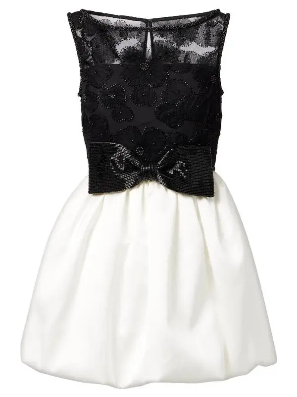 SELF-PORTRAIT Embellished Bow-detail Tulle Cocktail Dress - Black