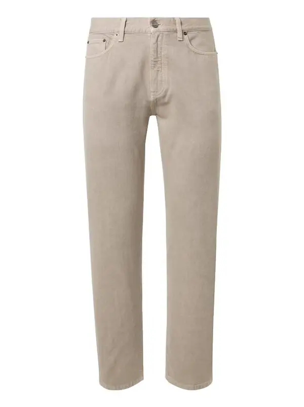 Zegna Leather-trimmed Cotton Straight Pants - Beige