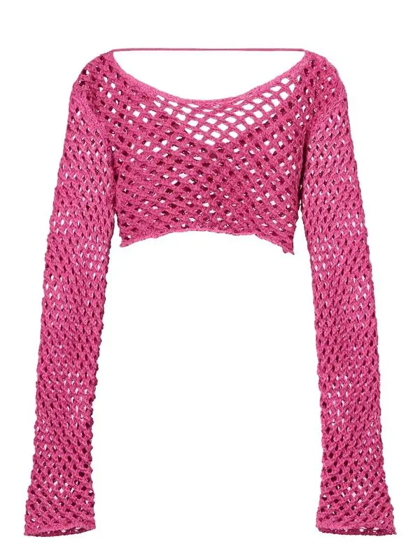 BANANHOT Magen Crochet Cotton-blend Crop Top - Pink
