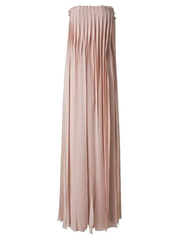 Akris Strapless Silk Georgette Ribbon Gown - Seashell