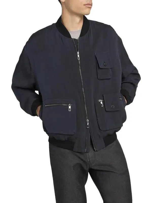 Giorgio Armani Chevron Utility Bomber Jacket - Blue Navy