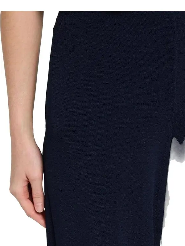 Emporio Armani Straight-leg Piqué Trousers - Navy Blue