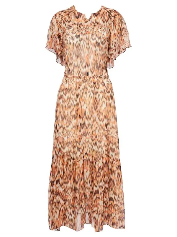 Isabel Marant Étoile Odelia Printed Silk Midi Dress - Orange
