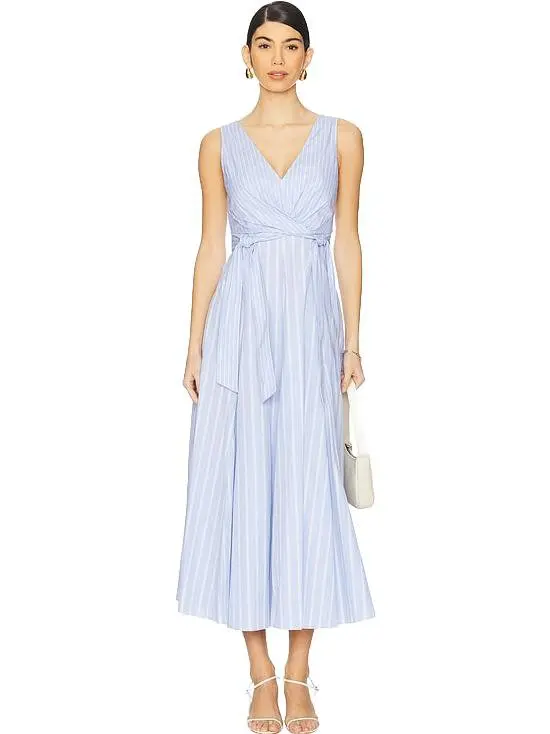 LA LIGNE Dress With Godets - Light Blue & White