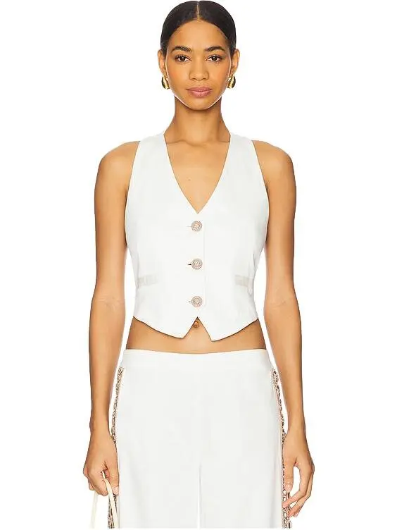 My Beachy Side Coconut V-neck Vest - White