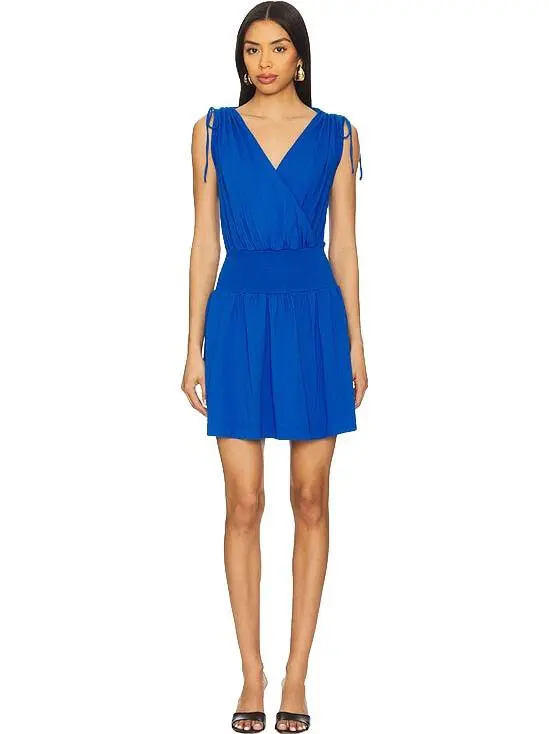 BOBI Surplice Smocked Waist Dress - Bluejay