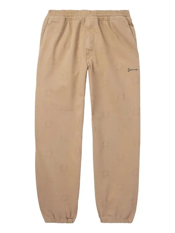 Givenchy Tapered Appliquéd Logo-jacquard Cotton-blend Twill Trousers - Neutrals