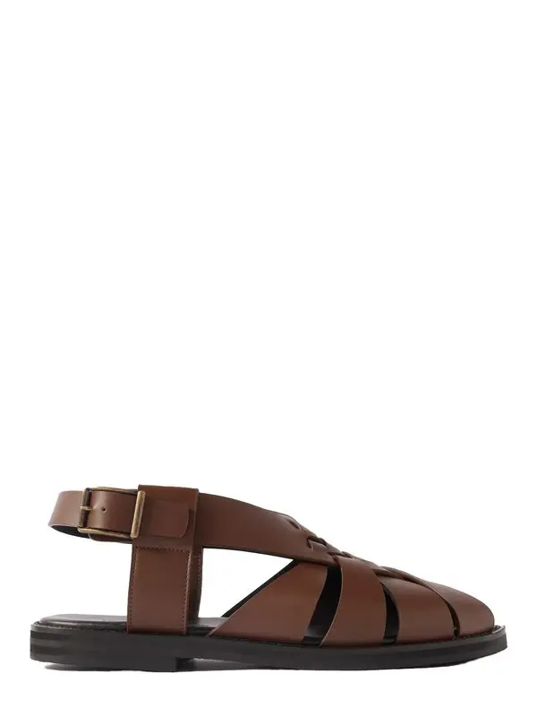 Manolo Blahnik Zale Leather Fisherman Sandals - Brown