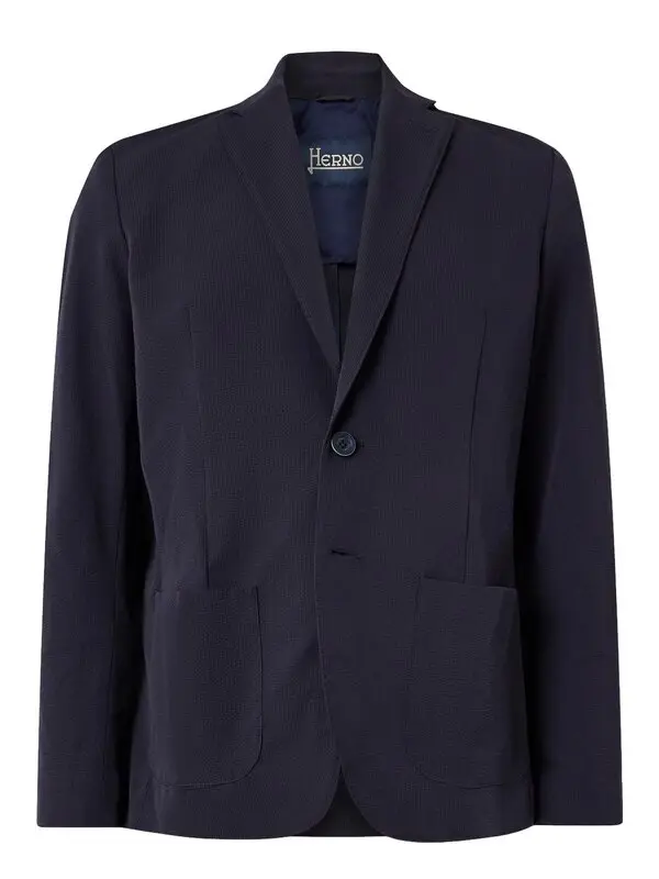 Herno Tailored Seersucker Blazer - Blue