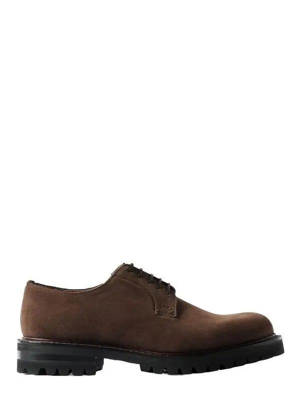 Church's Shannon Leather-trimmed Suede Derby Shoes - Brown