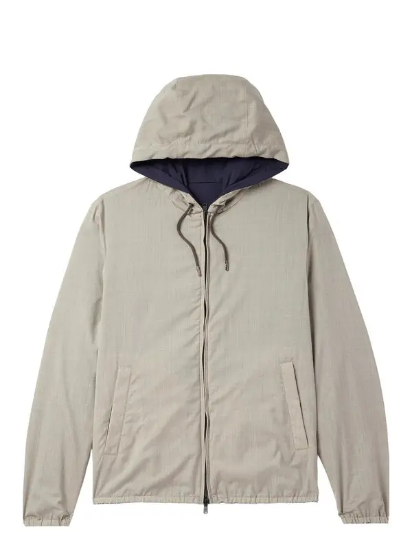 Herno Reversible Virgin Wool And Silk-blend Hooded Jacket - Neutrals