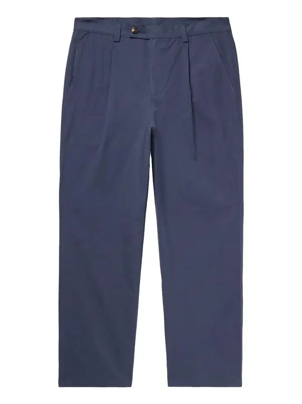 CORRIDOR Straight-leg Pleated Cotton-sateen Trousers - Blue