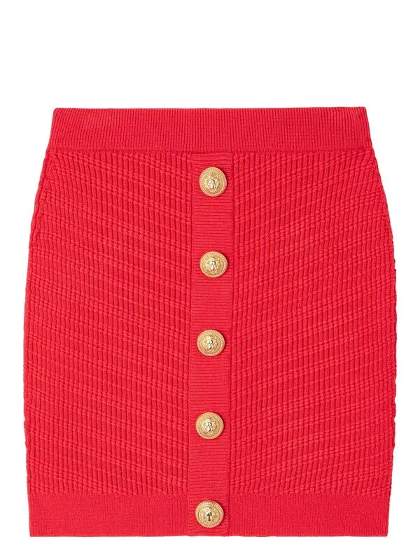 Balmain Button-embellished Mini Skirt - Red