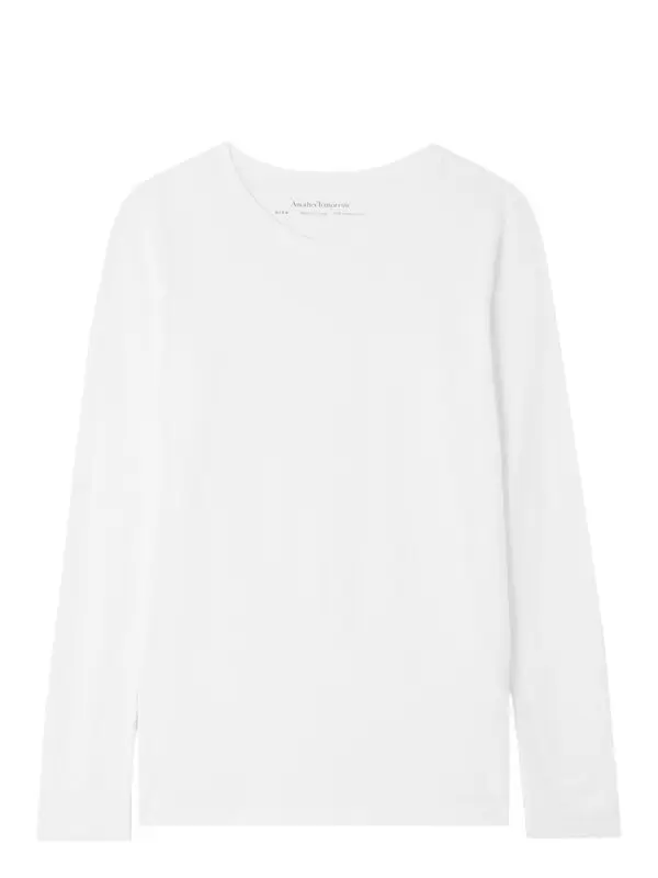 Another Tomorrow Organic Cotton-jersey T-shirt - White