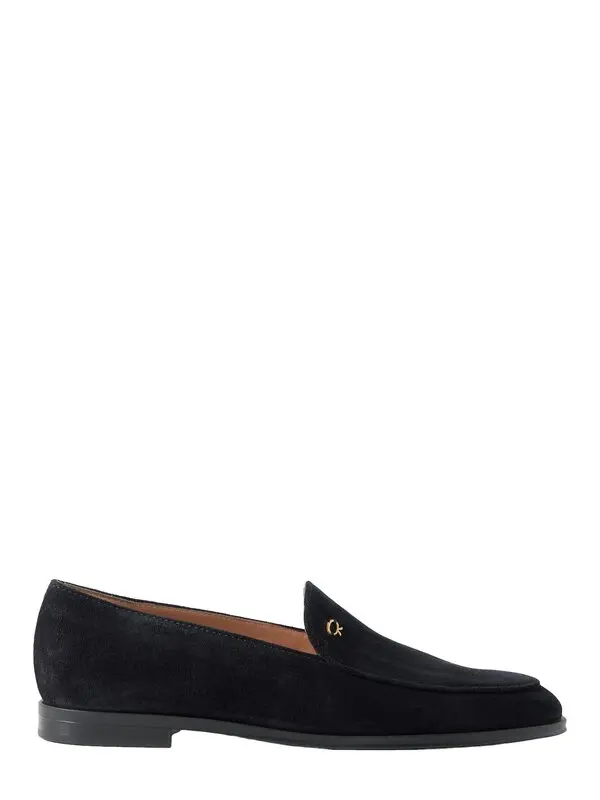 GIANVITO ROSSI Embellished Suede Loafers - Blue