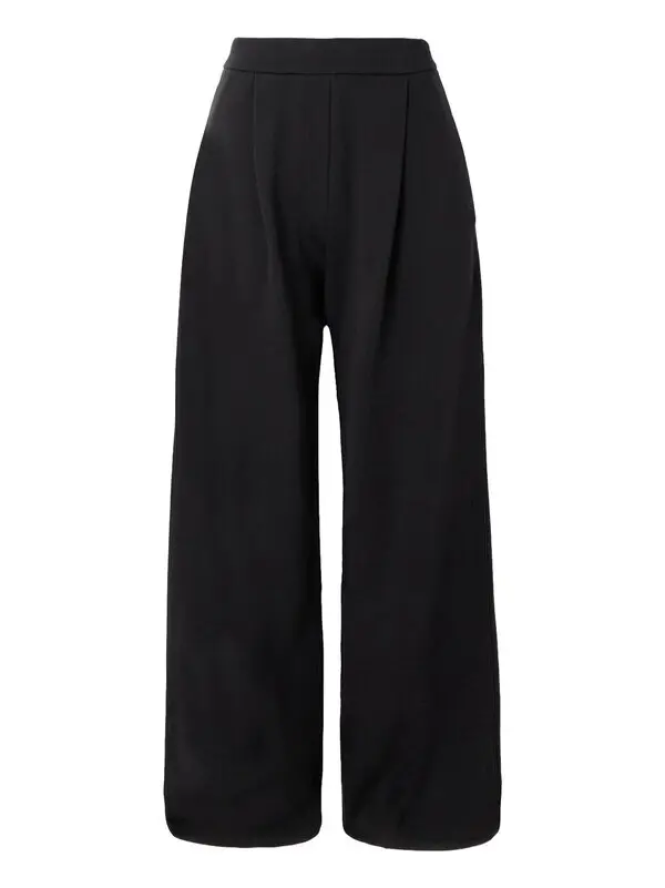 Dries Van Noten Pleated Cotton-jersey Wide-leg Track Pants - Black