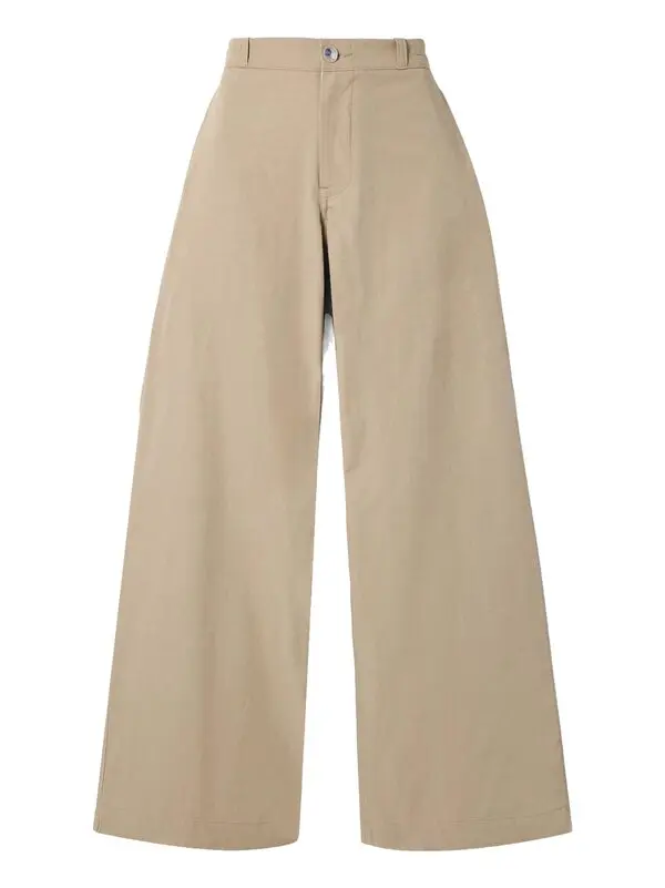 THE ELDER STATESMAN Silvano Cotton-twill Wide-leg Pants - Neutrals