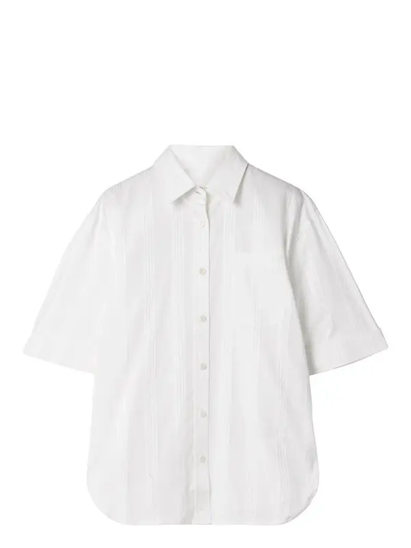 Maria Mcmanus Oversized Striped Organic Cotton-jacquard Shirt - White
