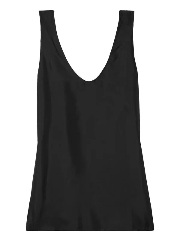 Another Tomorrow Silk-twill Tank - Black