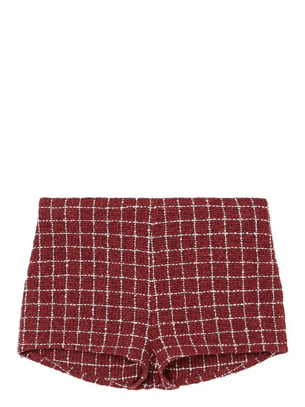 LIBEROWE Madeline Checked Bouclé-tweed Shorts - Burgundy