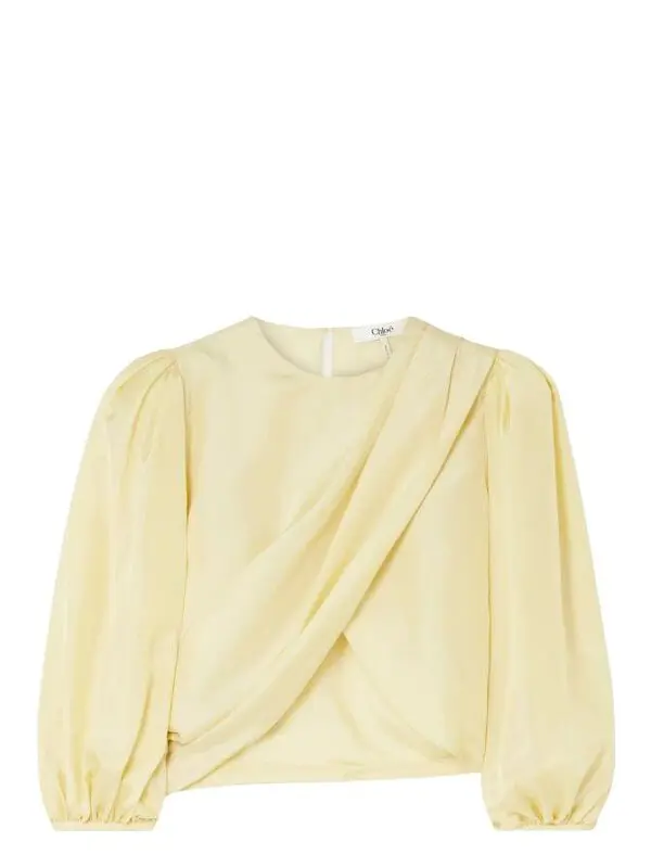 Chloé Draped Wrap-effect Cropped Blouse - Yellow