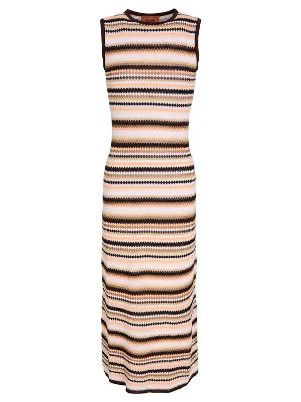 Missoni Striped Crochet-knit Midi Dress - Neutral